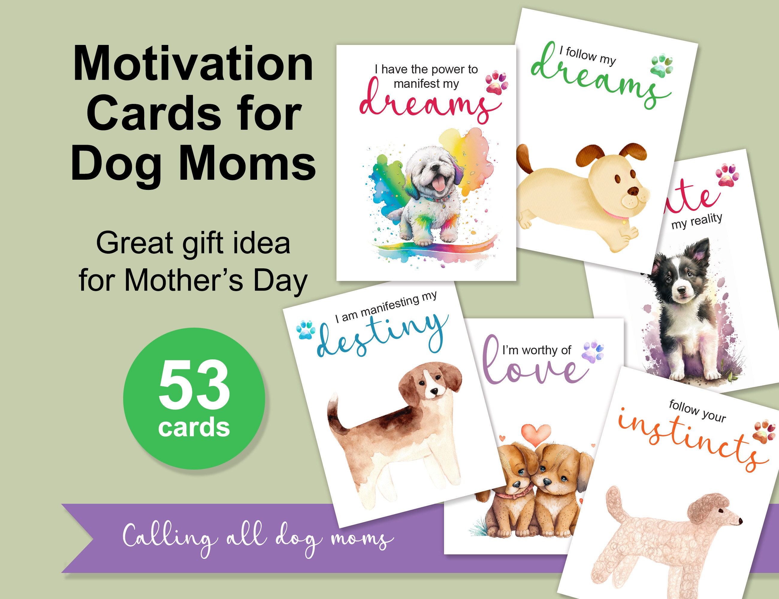 53 Affirmation Cards for Dog-lovers, Digital & Printable, Positive ...