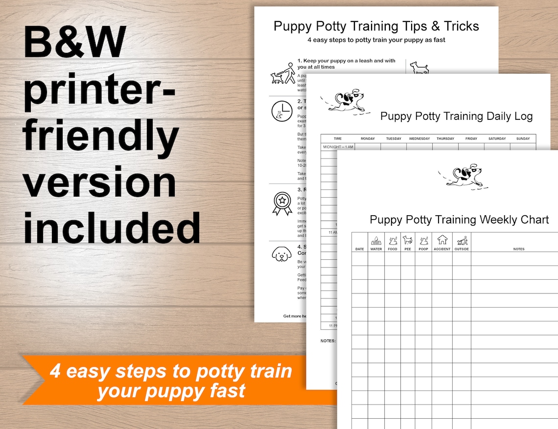 Puppy Potty Training Chart, Printable Daily and Weekly Log Sheets With ...