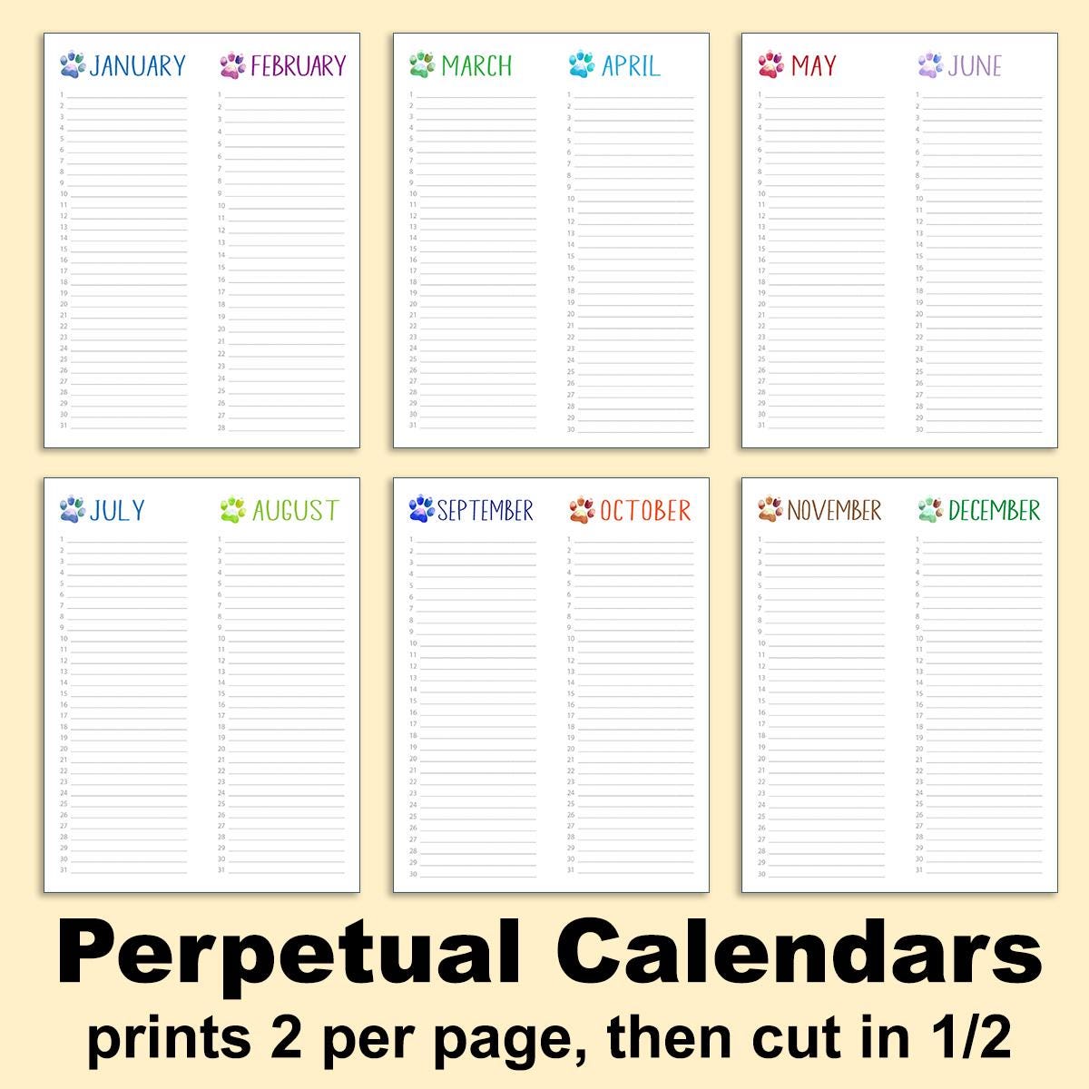 2025 Watercolor Dog Printable Calendar Bundle | Vibrant Dog Art With ...