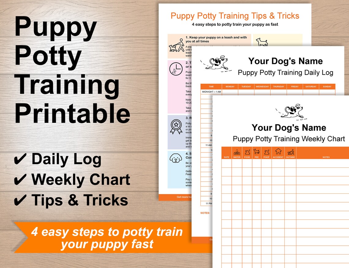 Puppy Potty Training Chart, Printable Daily and Weekly Log Sheets With ...