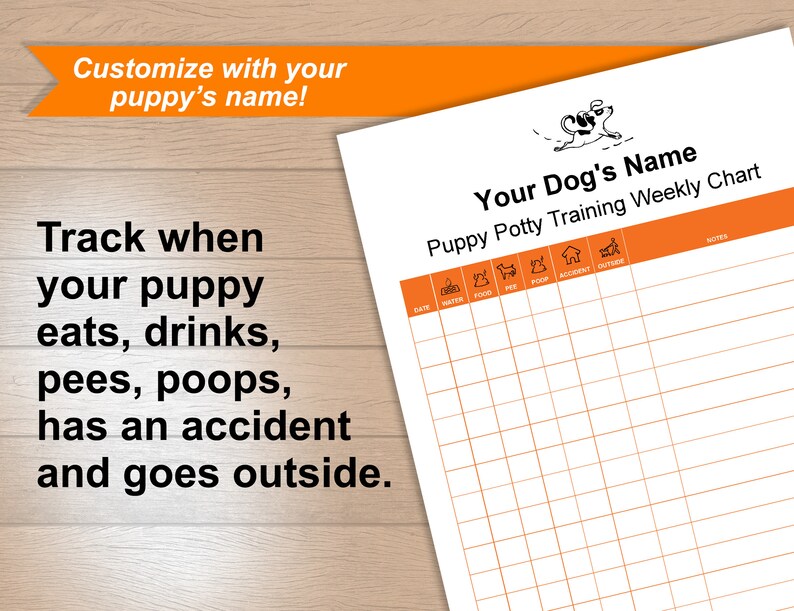 Puppy Potty Training Chart, Printable Daily and Weekly Log Sheets With ...