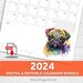 2024 Watercolor Dog Printable Calendar Bundle PDF Form Fillable Monthly ...