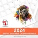 2024 Watercolor Dog Printable Calendar Bundle PDF Form Fillable Monthly ...