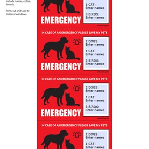 Dog Pet Emergency Window Decal Printable Save Your Animals: Dogs, Cats ...