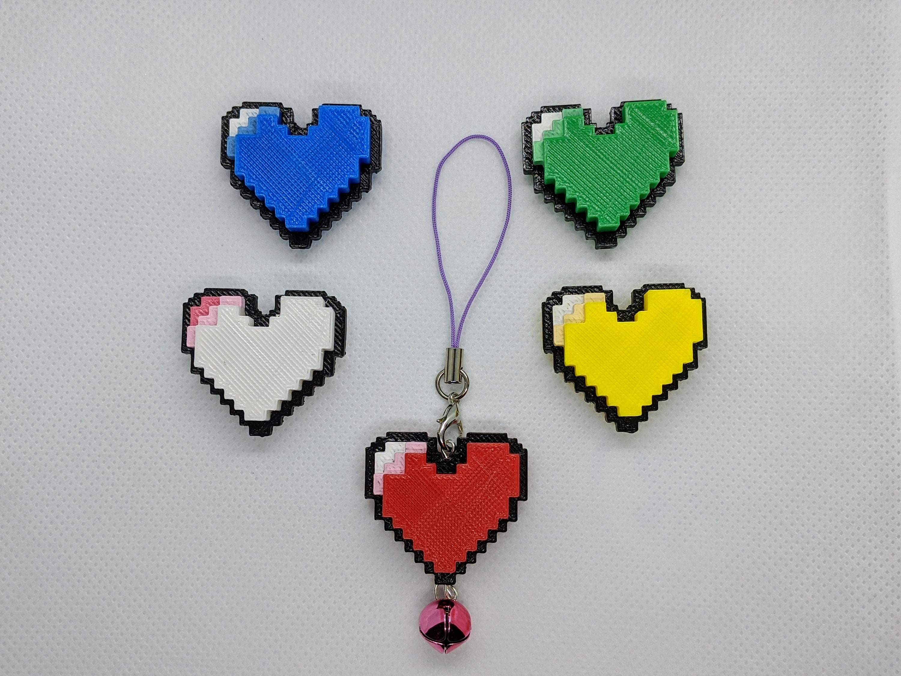 3D Printed Pixel Art Keychain Charms [heart, Star, Lightning Bolt] - Etsy