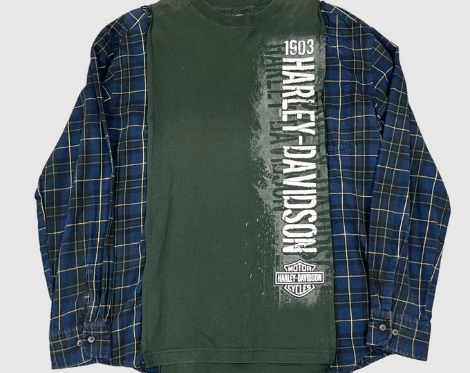 Reworked Harley Davidson Flannel Shirt - Etsy