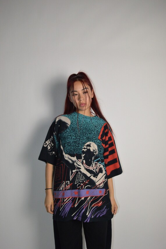 Vintage Magic Johnson Michael Jordan All Over Print S… - Gem