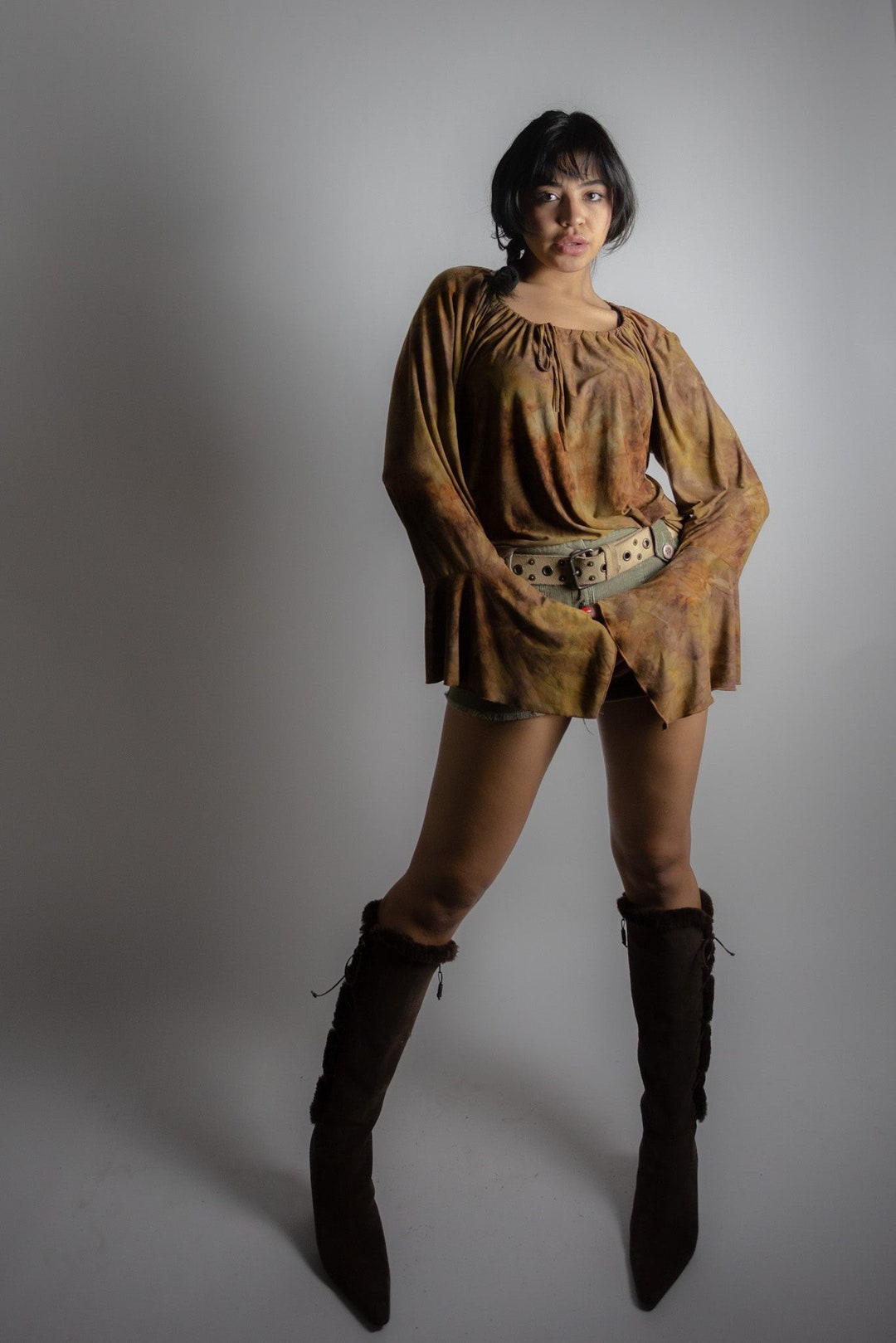 Vintage MKM Designs Brown Flowy Top - Etsy