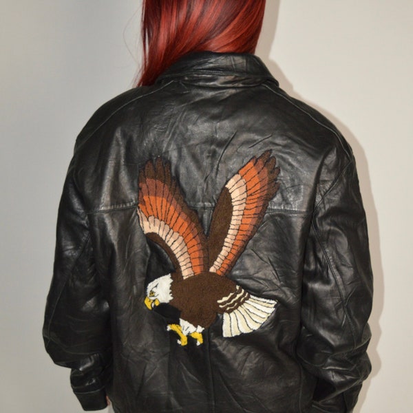 Leather Jacket With an Eagle Patch - Etsy