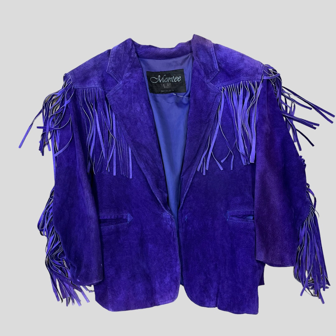 Vintage Purple Fringe Suede Jacket - Etsy