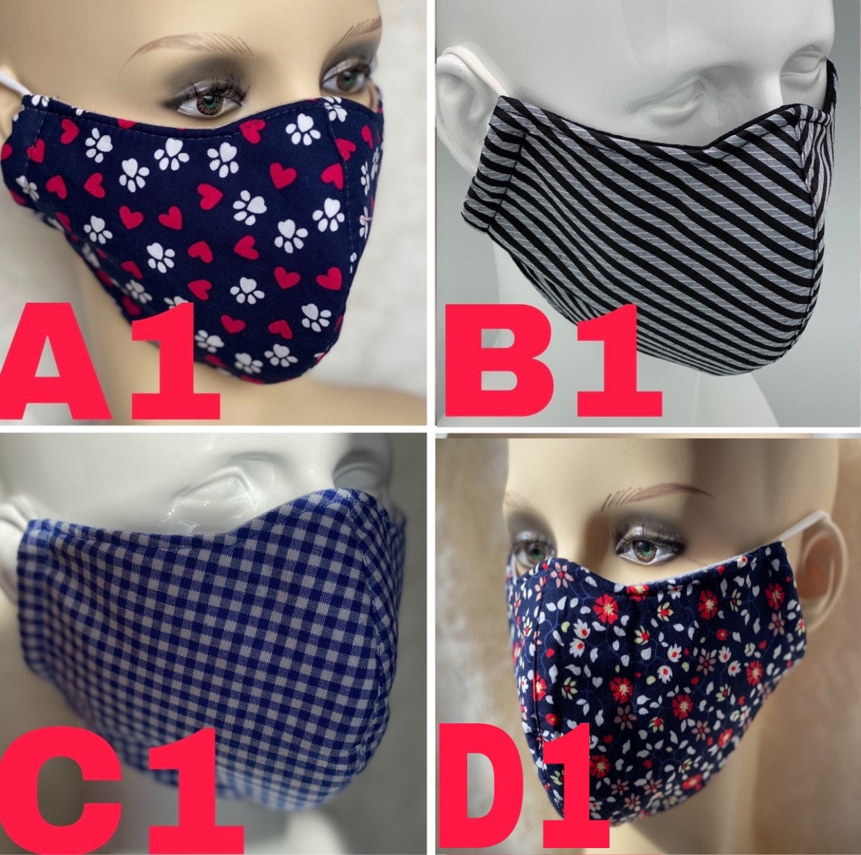 Face Mask Washable Sent From The UK With 4 Layers Mens Womens | Etsy