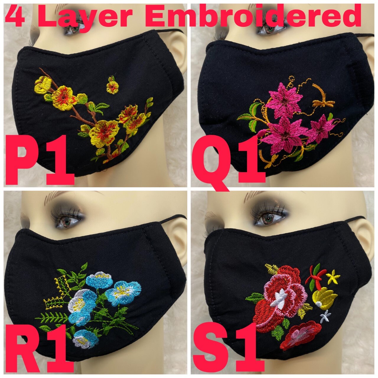 UK Face Masks Ergonomic 4 Layer Mask Elastic Ear Loop Cloth - Etsy