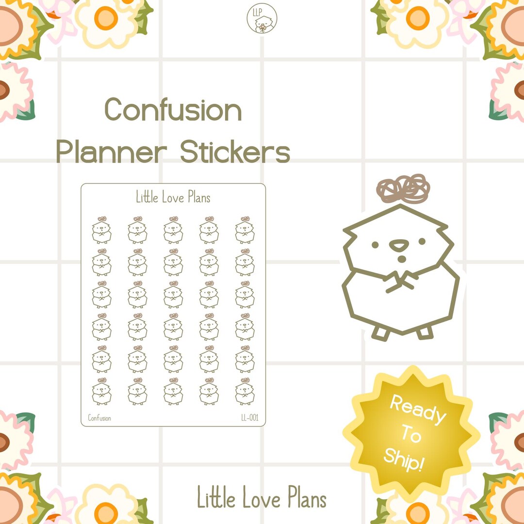 30 Cute Confusion Planner Stickers Sheet for Hobonichi, Erin Condren ...