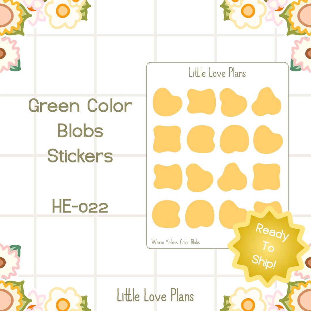 16 Cute Warm Yellow Color Blobs Planner Stickers HE-022 - Etsy