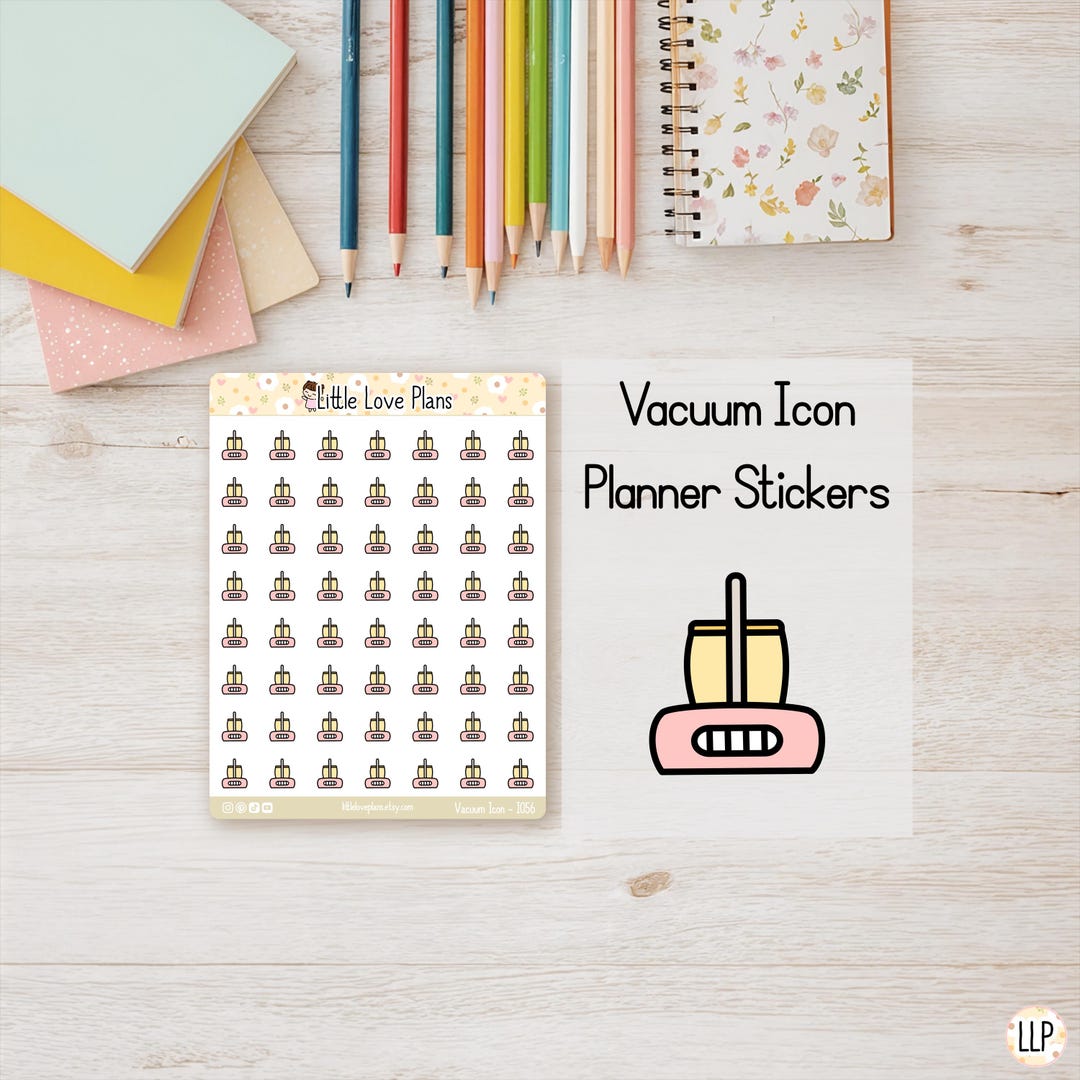 Vacuum Icon Planning and Journaling Stickers: 56 Tiny Floor Cleaning ...