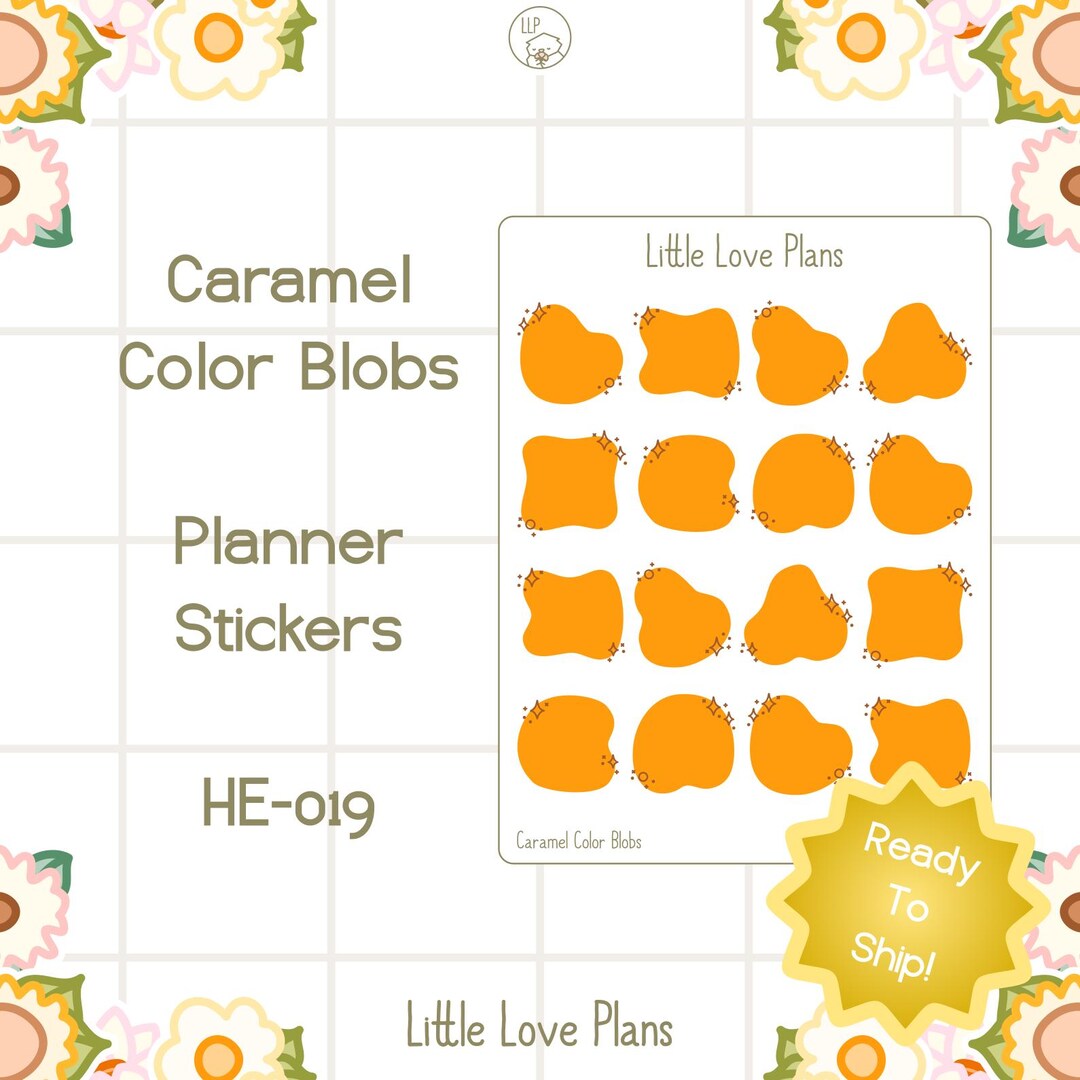 16 Cute Caramel Color Blobs Planner Stickers HE-019 - Etsy