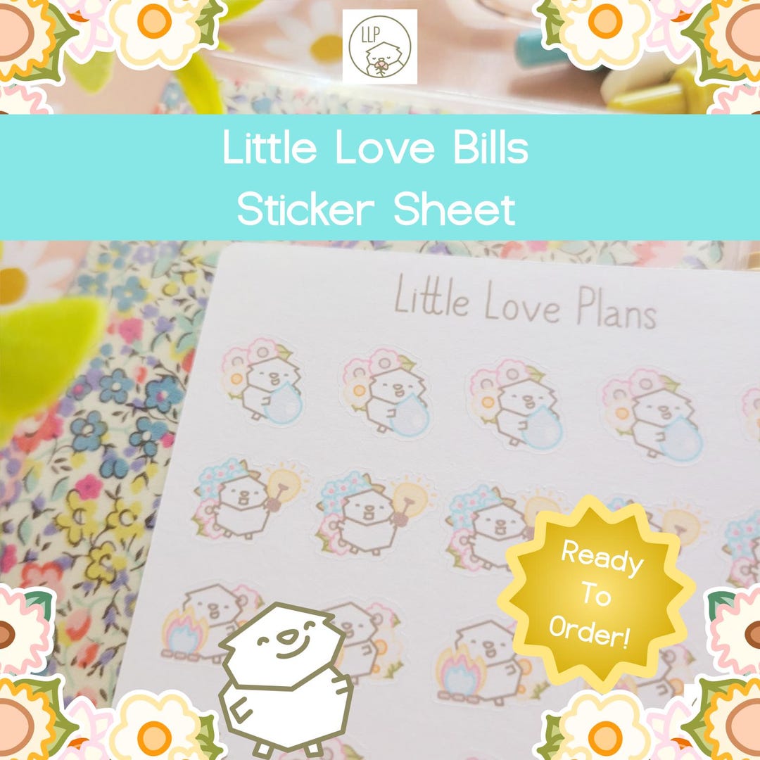 30 Cute Utility Bills Planner Stickers Mix Sheet for Kawaii Planners SP ...