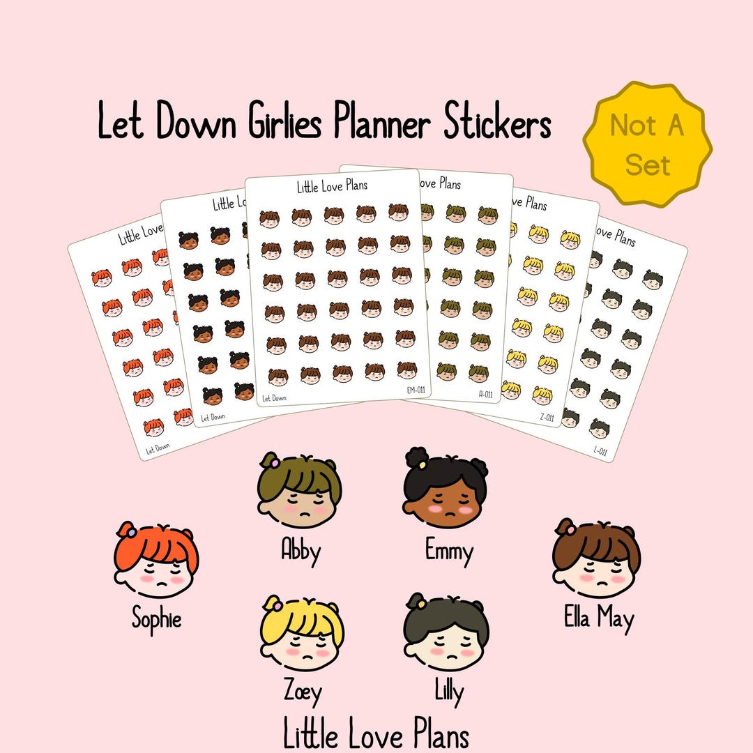 Sad Girl Planner Icons for Mood Tracking Days Cute Emotional Stickers ...