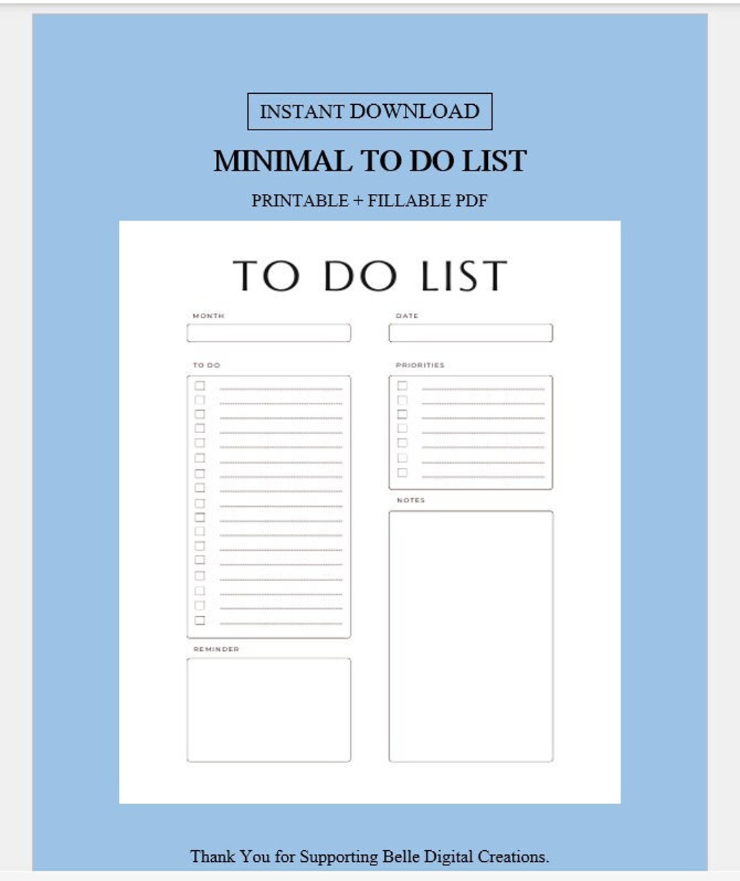 Minimal to Do List Fillable & Printable, Simple Tasks List Template - Etsy