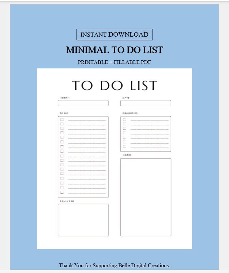 Minimal to Do List Fillable & Printable, Simple Tasks List Template - Etsy
