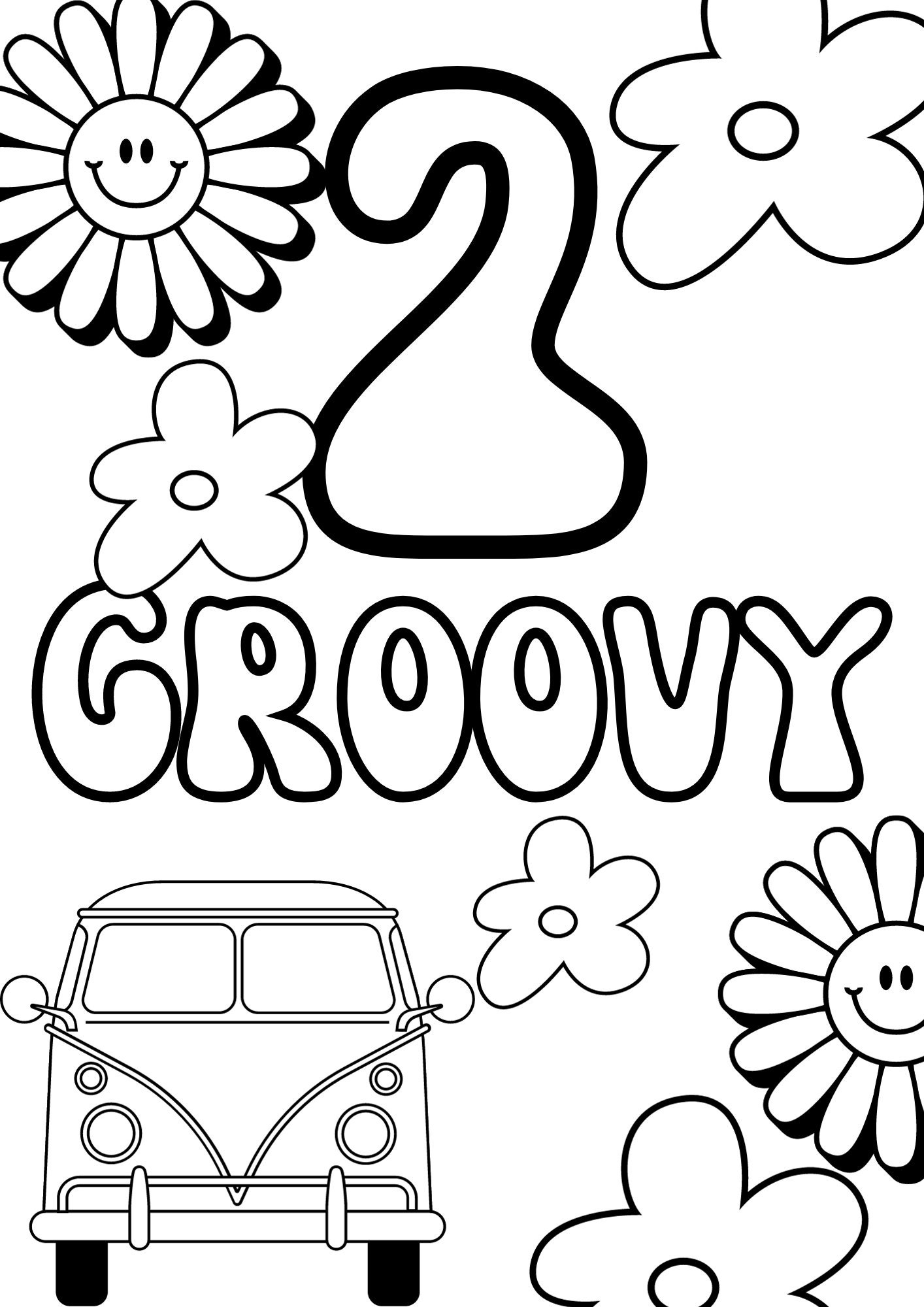 Two Groovy Coloring Pages - Etsy