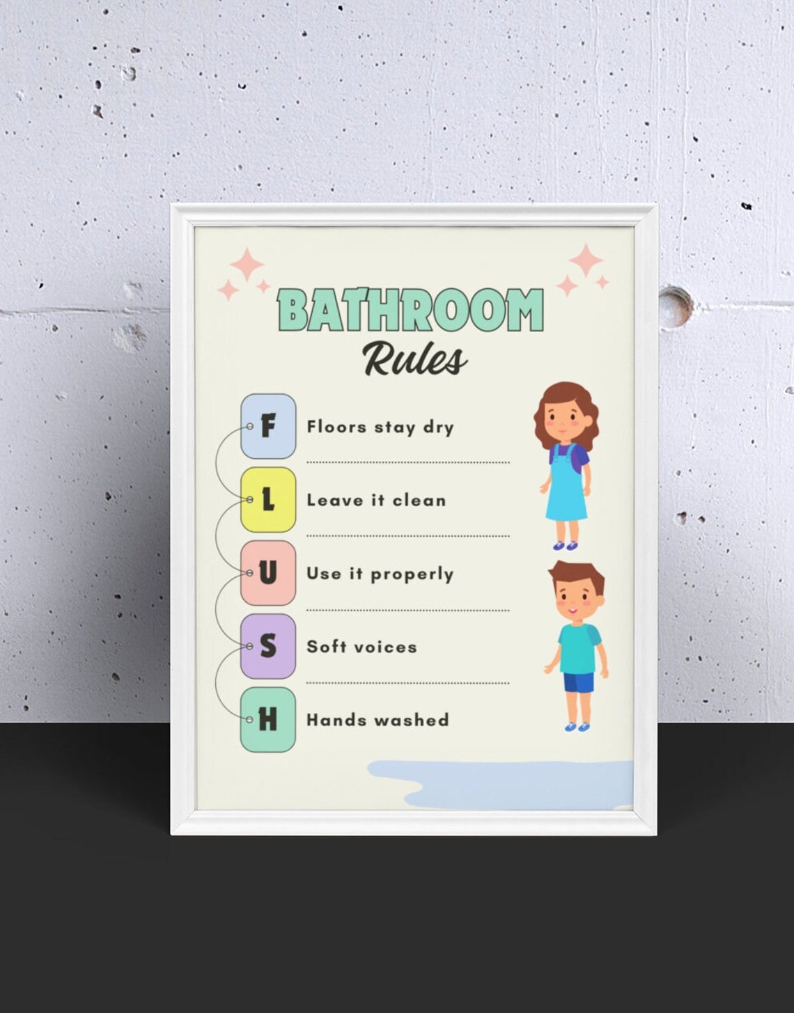 Kids Bathroom Rules, Downloadable Art Prints, Instant Download Bathroom ...
