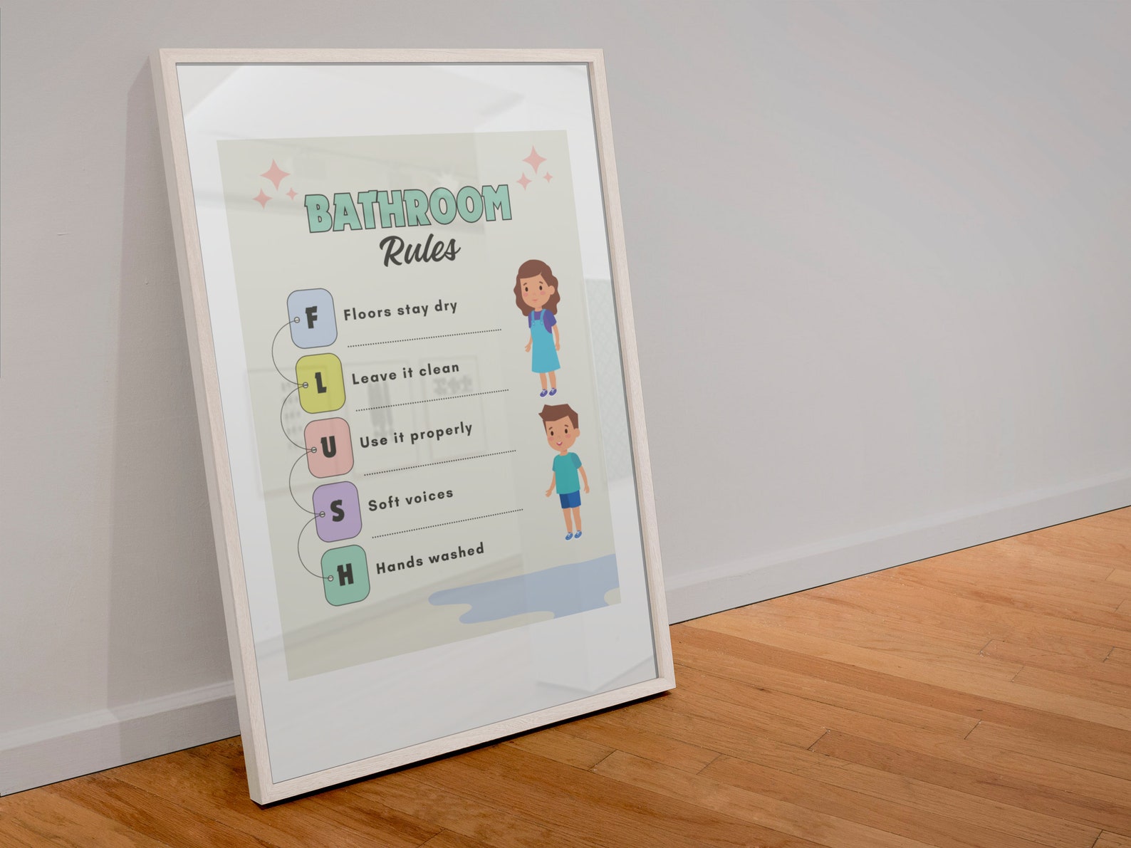 Kids Bathroom Rules, Downloadable Art Prints, Instant Download Bathroom ...