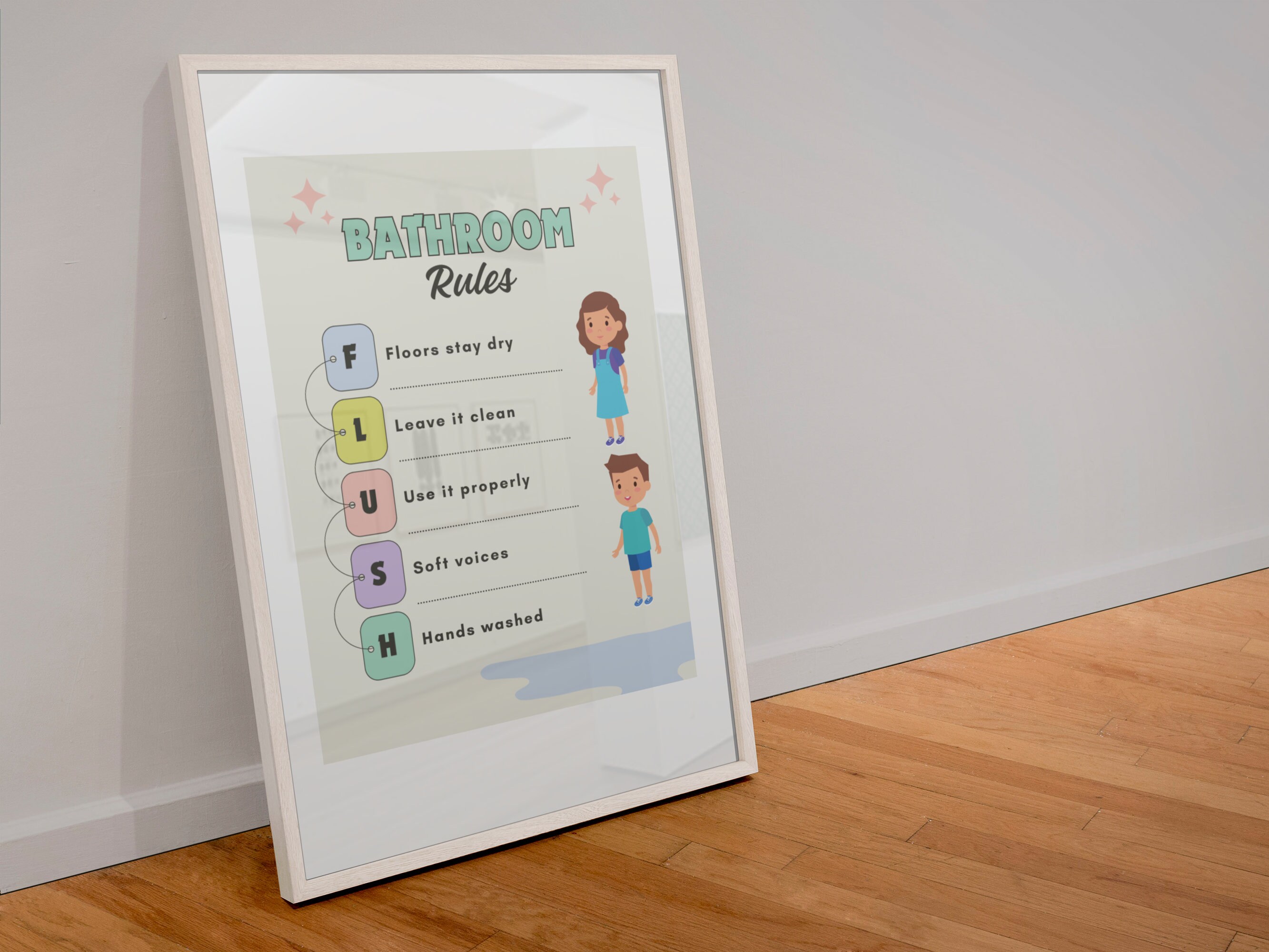 Kids Bathroom Rules, Downloadable Art Prints, Instant Download Bathroom ...