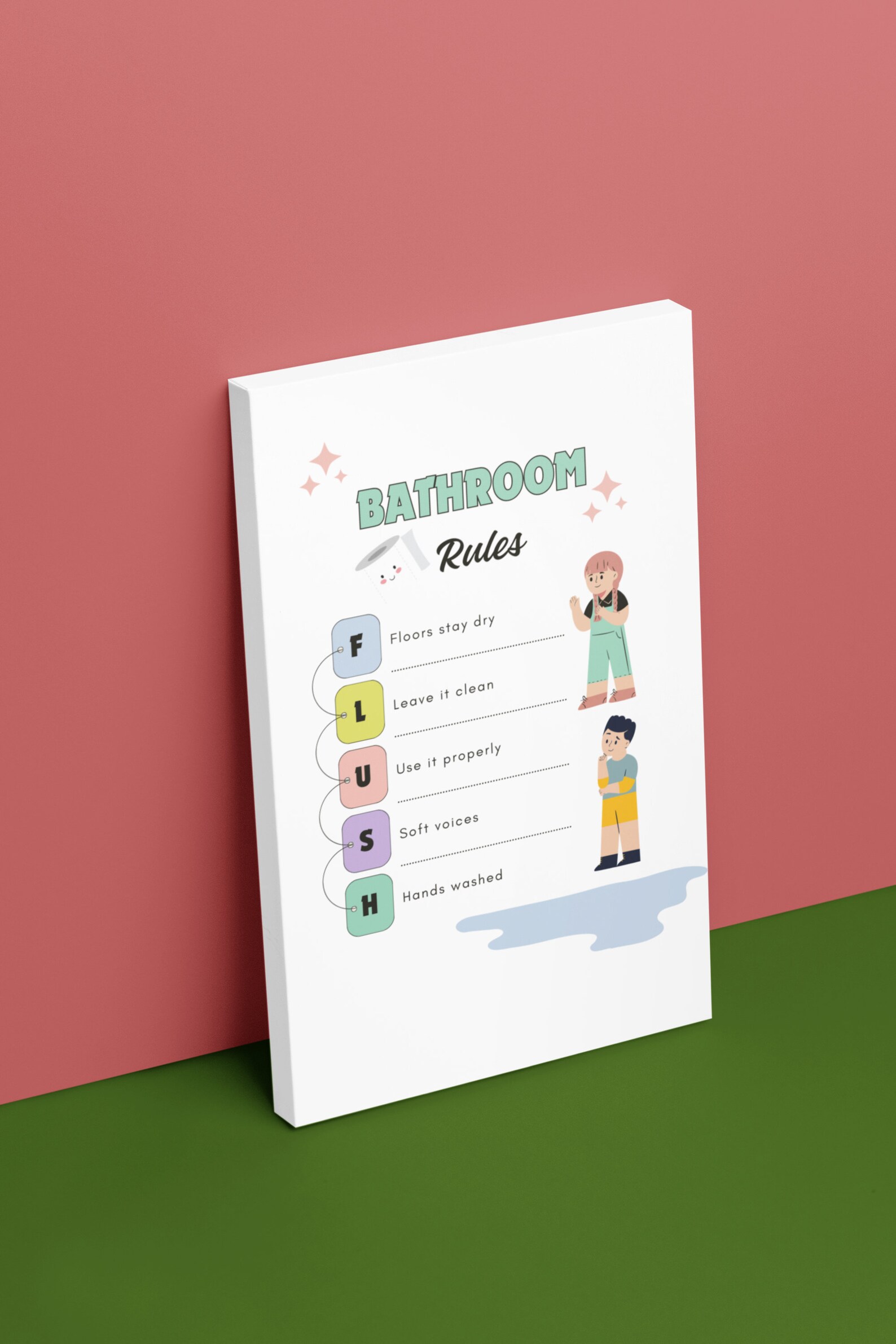 Kids Bathroom Rules, Downloadable Art Prints, Instant Download Bathroom ...