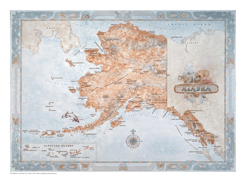 Antique Style Map of Alaska - Etsy
