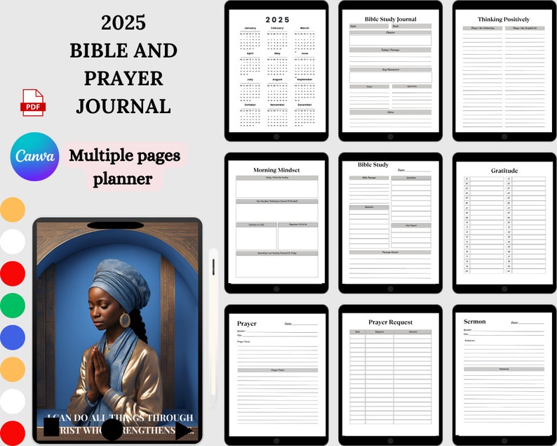 2025 Prayer Journal Printable, Bible Study Guide, Gratitude Journal ...