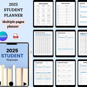 2025 Student Planner, Printable Student Planner Bundle, Study Organizer ...
