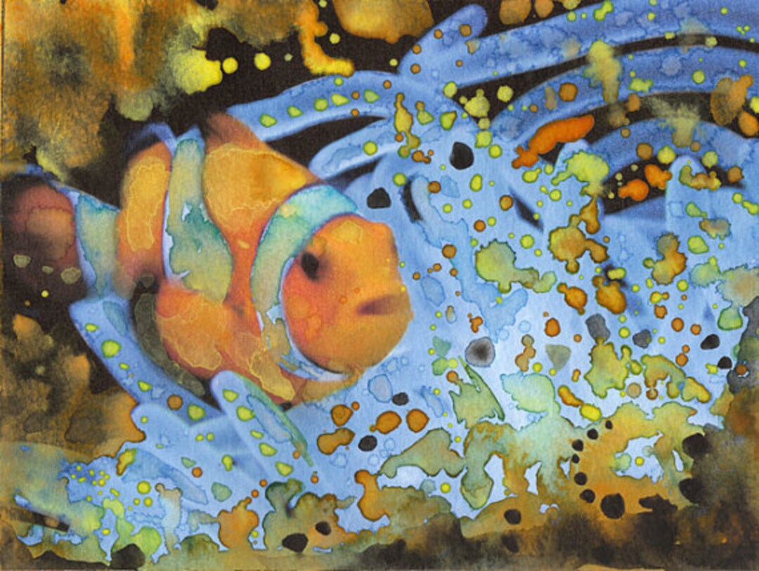 Electric Clown Fish Original Watercolor Painting Abstract Fish Art - Etsy
