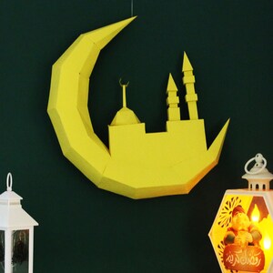 3d Ramadan Moon, Papercraft Decoration, Hanging Ramadan Moon, Low Poly ...