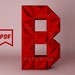 B 3d Letter, Pdf Template Kit, Low Poly Letters, DIY 3d Alphabet ...