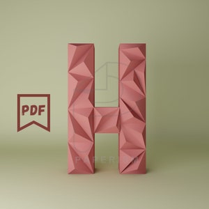 H Low Poly Papercraft, Letter, Alphabet H 3D, 3D Lyric, Papercraft ...