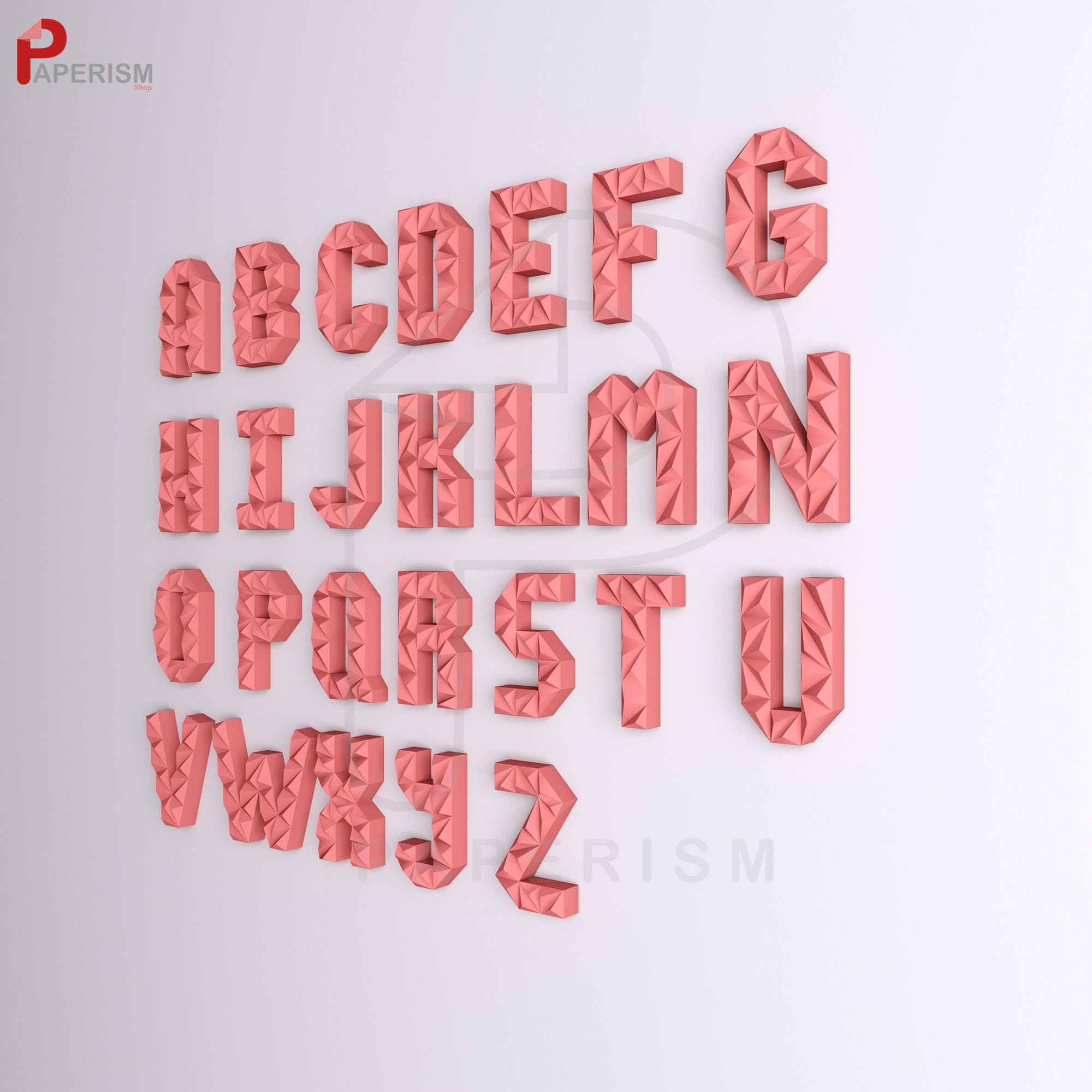 Printable PDF DIY Template, Letters A-Z Low Poly Paper Model, 3D Paper ...