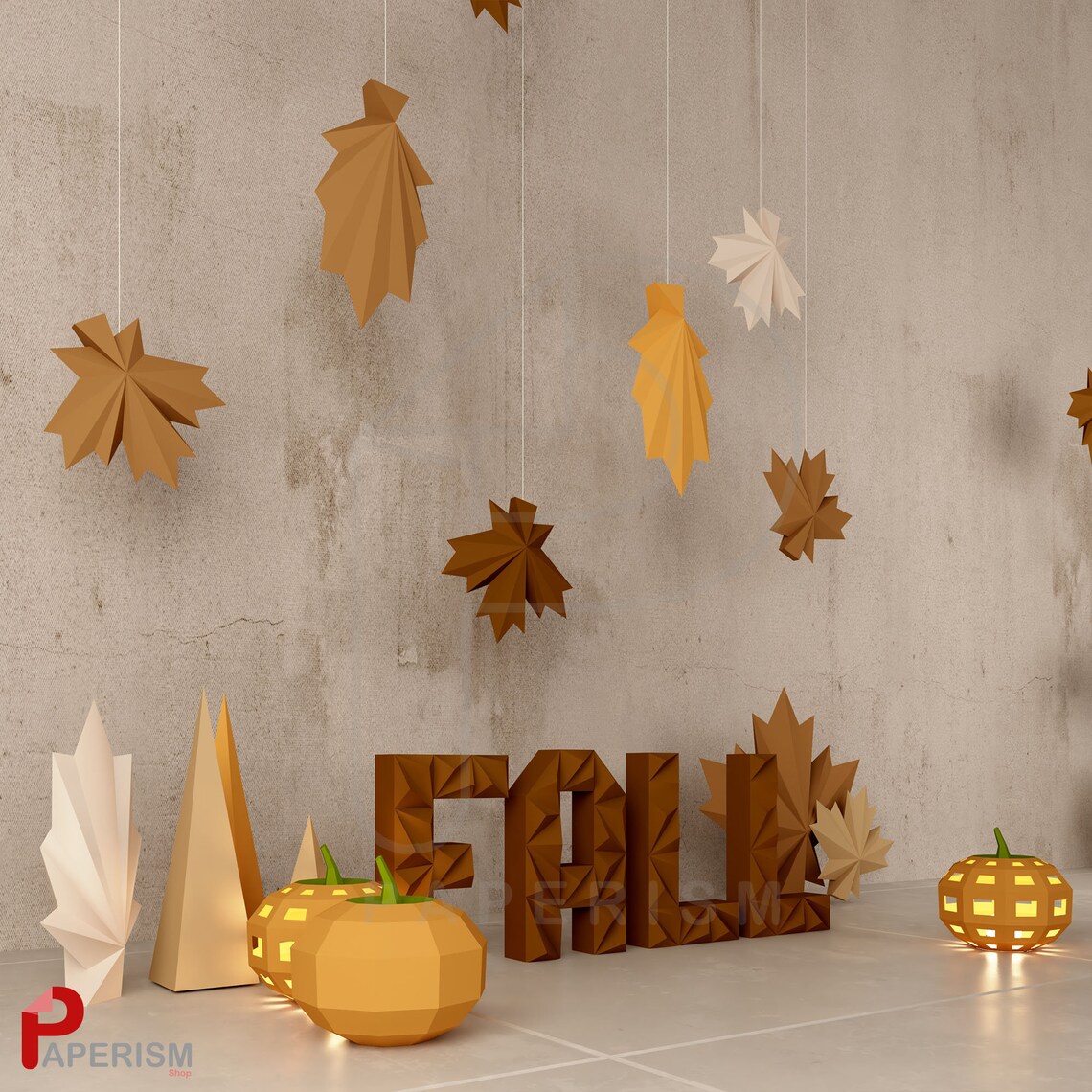 Fall Corner BUNDLE Papercraft, DIY Fall Fireplace Decor, Pdf Printable ...