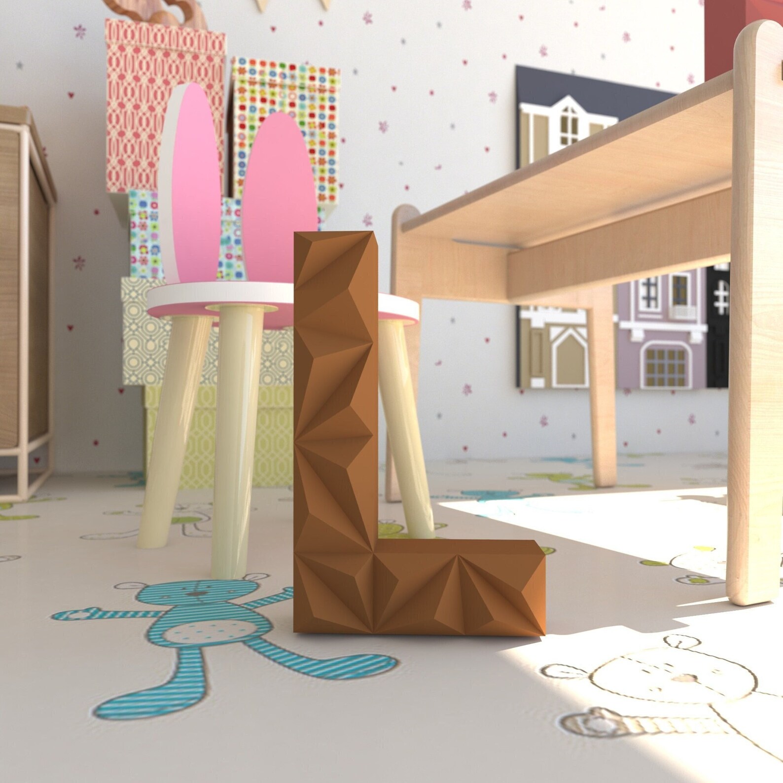 L Low Poly Papercraft, Letter, Alphabet L 3D, 3D Lyric, Papercraft ...