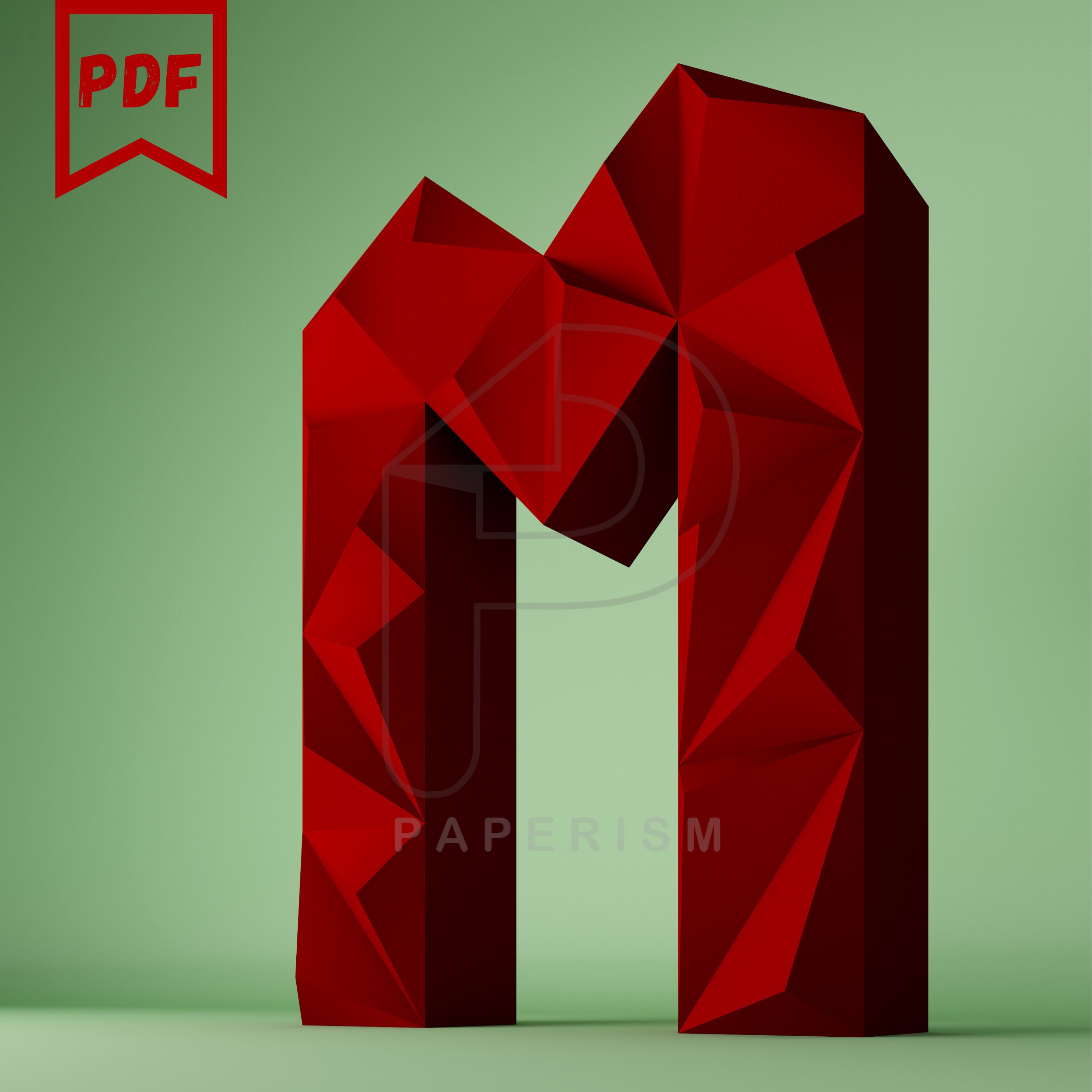 M Low Poly Papercraft, Letter, Alphabet M 3D, 3D Lyric, Gift ...