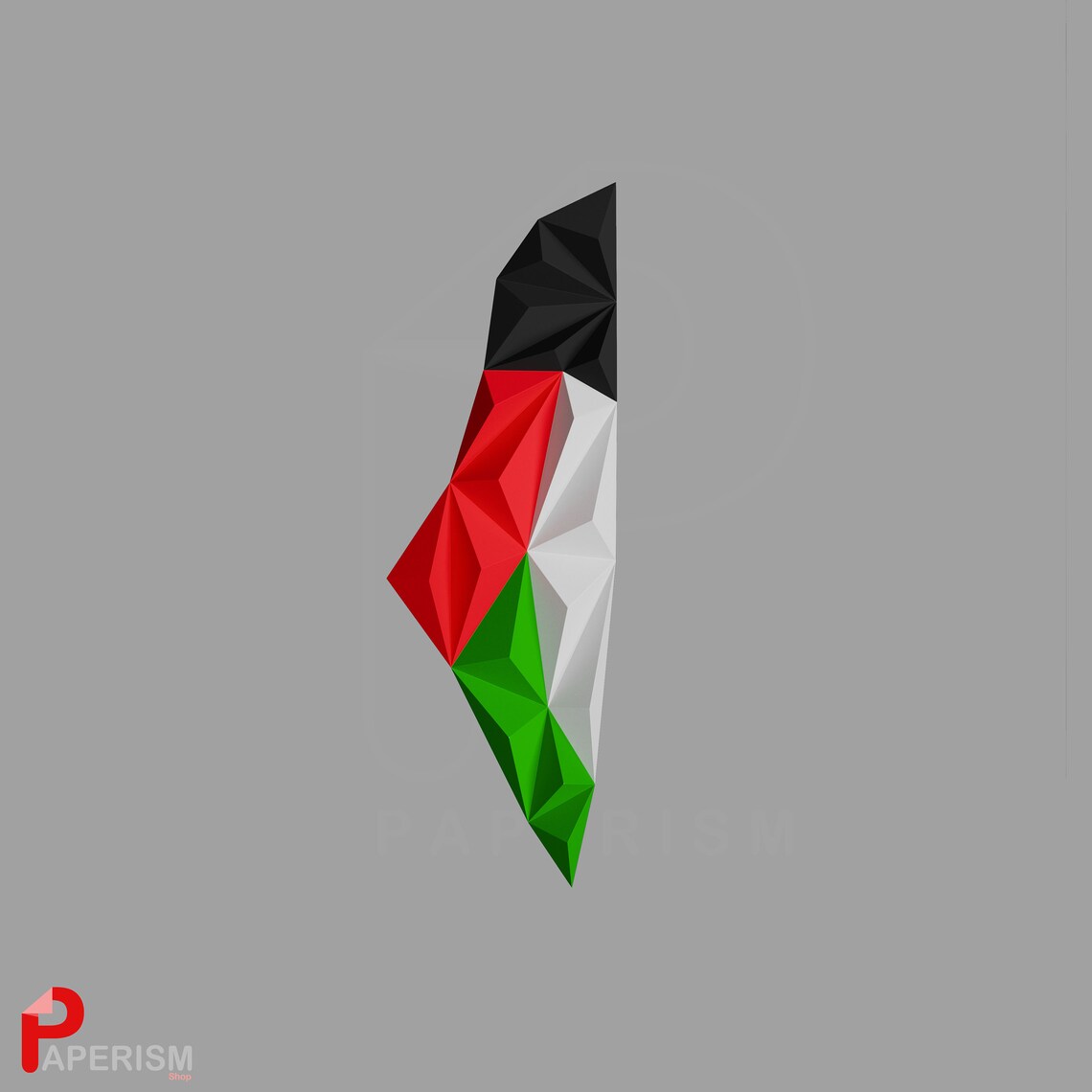 3d Palestinian Map With Flag Colors Papercrafts Palestine SVG - Etsy