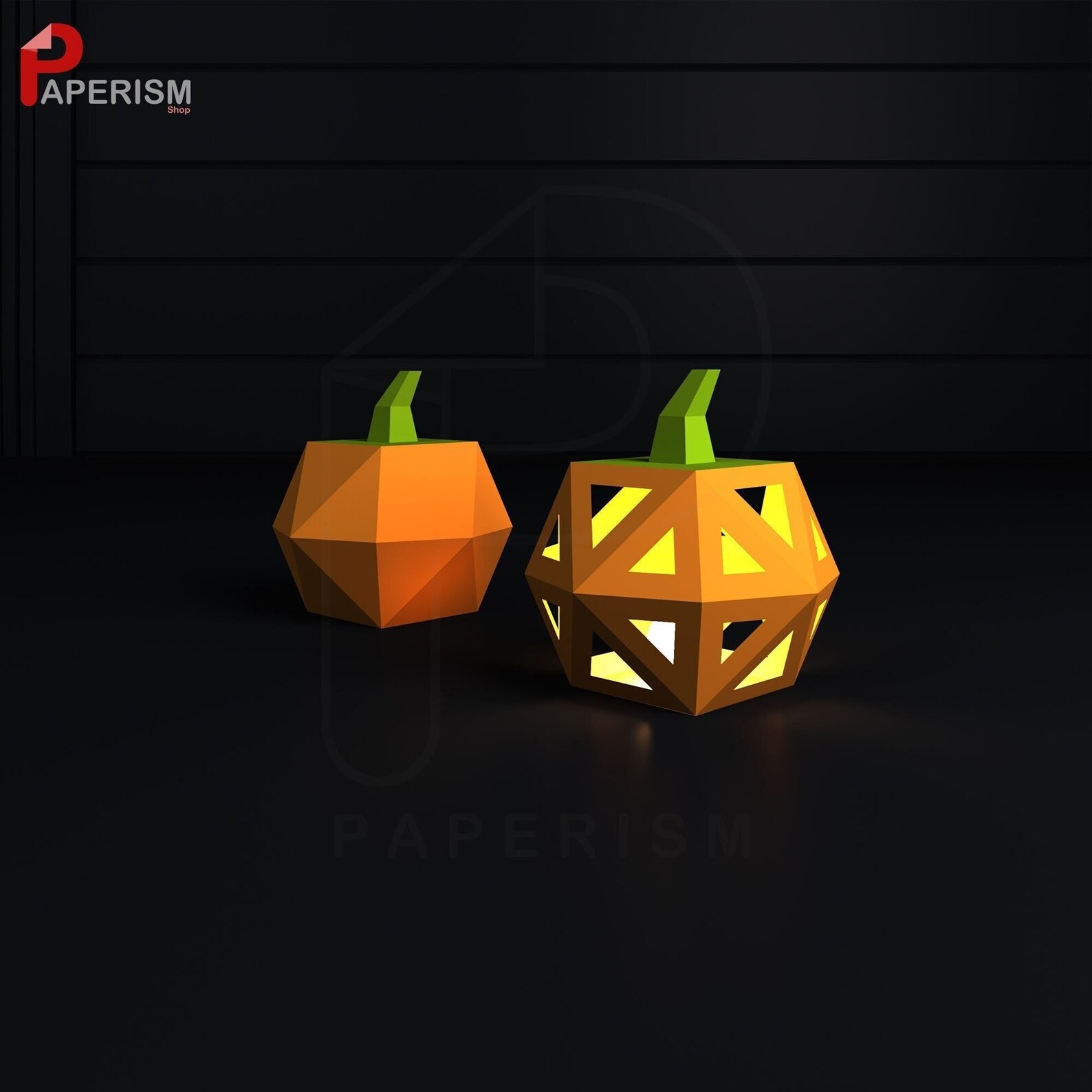 2 Pumpkin Lantern Papercraft, Pdf Printable Template, Fall Pumpkin ...