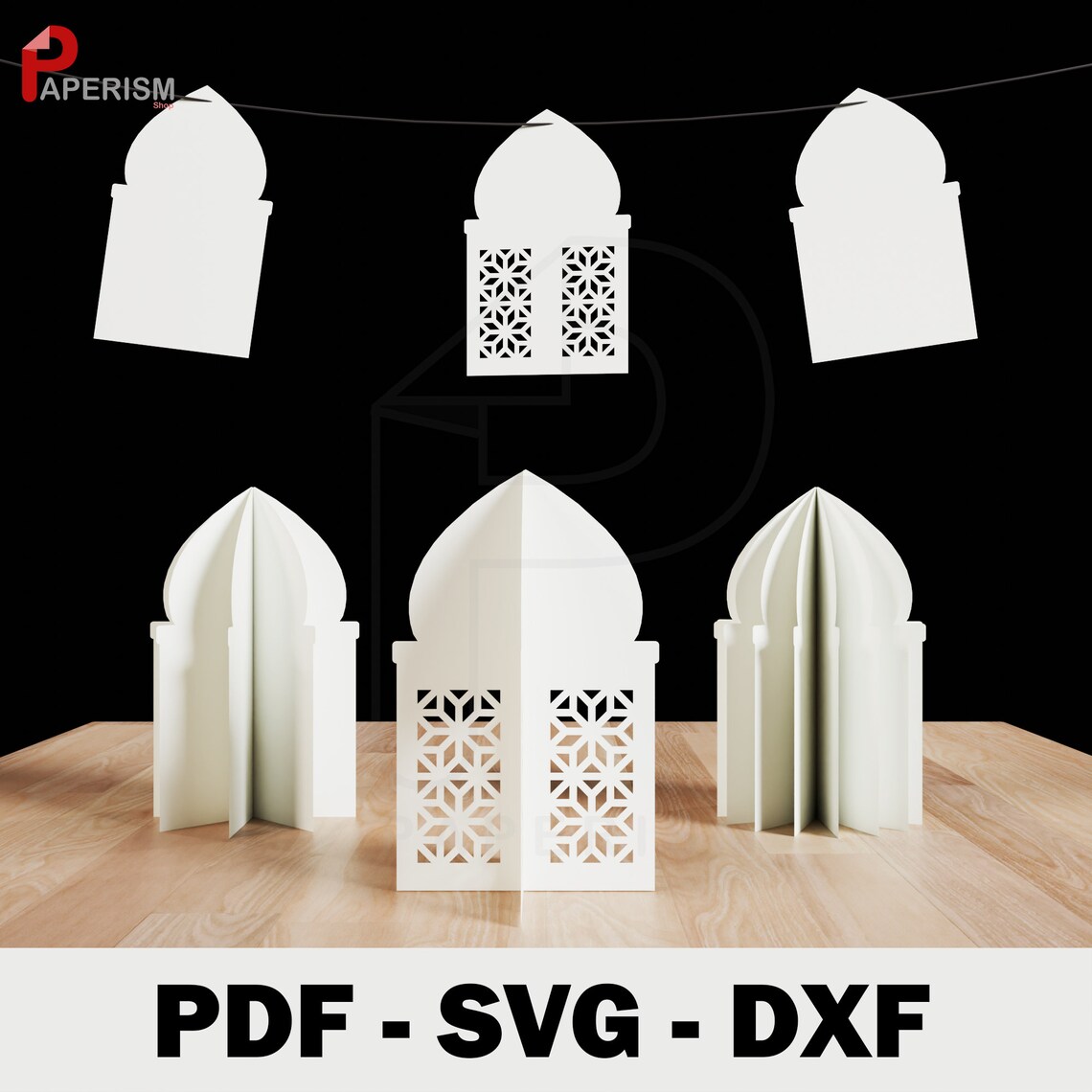 3D Hanging Mosque Papercraft, PRINTABLE Ramadan Decoration, SVG Paper ...