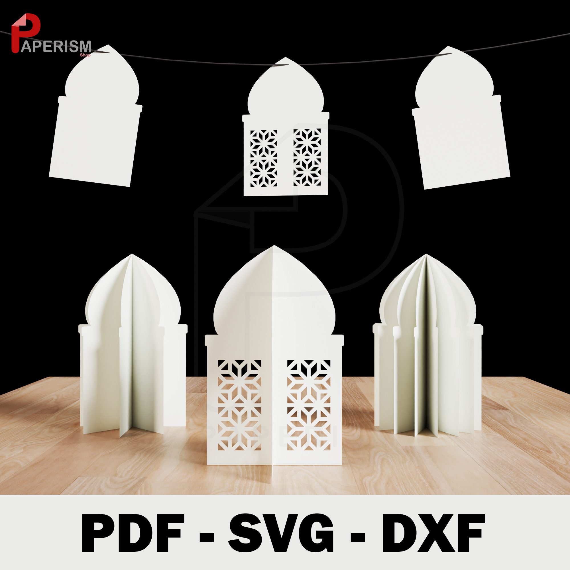 3D Hanging Mosque Papercraft, PRINTABLE Ramadan Decoration, SVG Paper ...