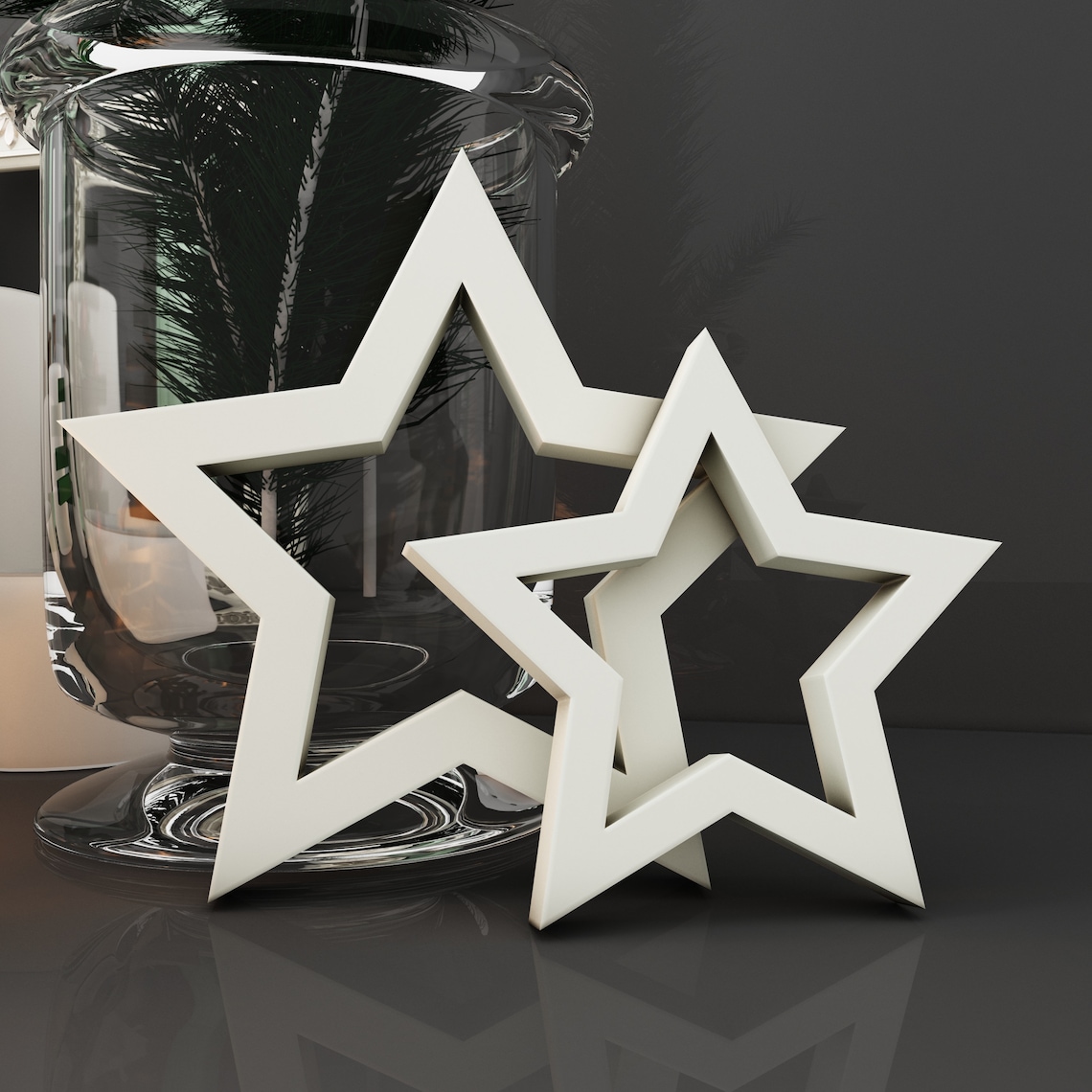 4 Stars Design Pdf Printable Template, Low Poly Christmas Decoration ...