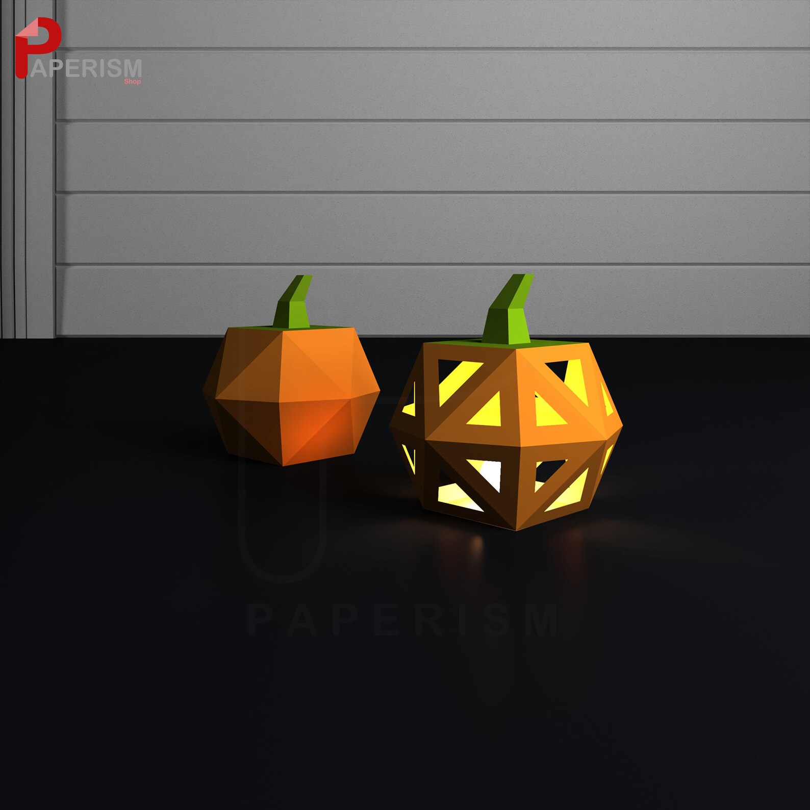 2 Pumpkin Lantern Papercraft, Pdf Printable Template, Fall Pumpkin ...