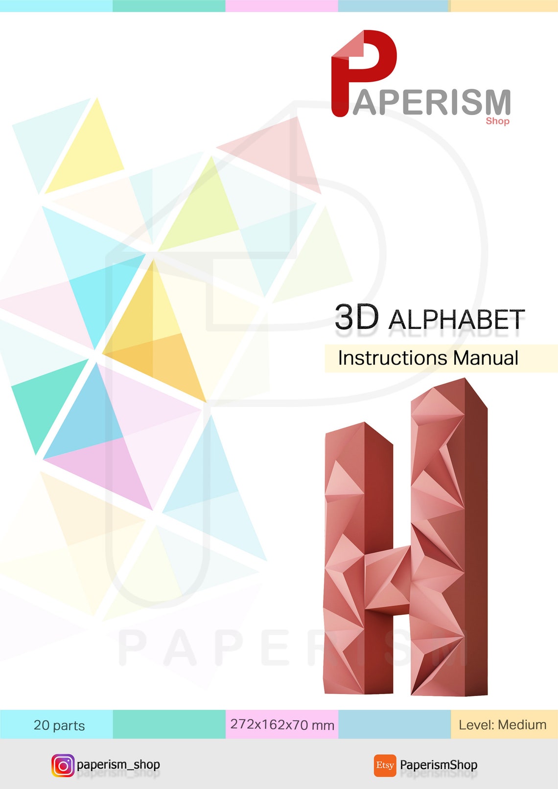 H Low Poly Papercraft Letter Alphabet H 3D 3D Lyric - Etsy