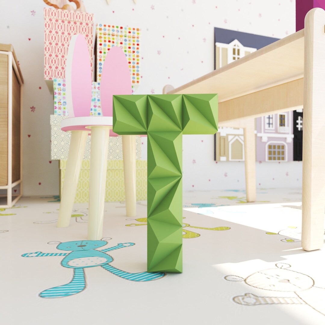 T Low Poly Papercraft, Letter, Alphabet T 3D, 3D Lyric, Papercraft ...