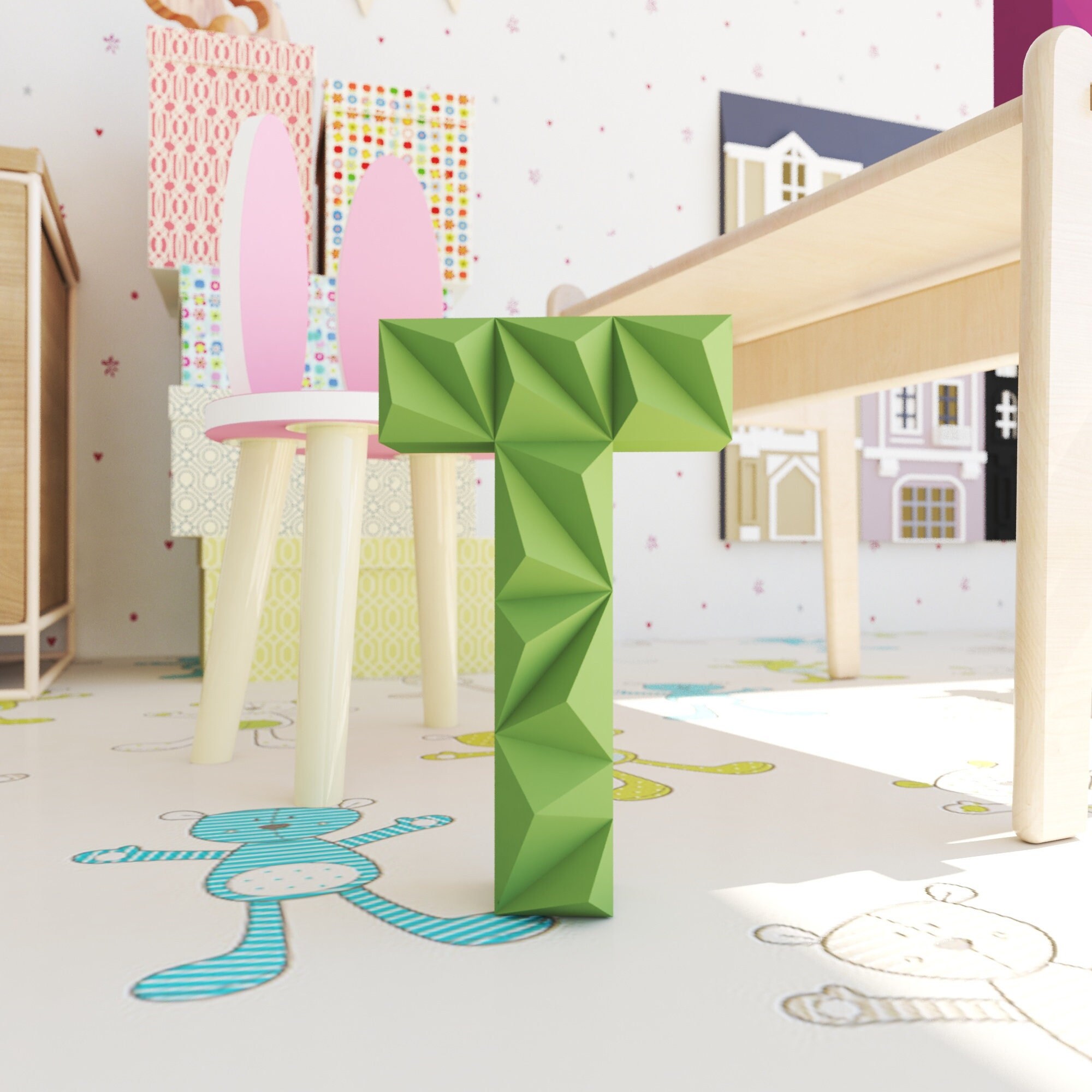 T Low Poly Papercraft, Letter, Alphabet T 3D, 3D Lyric, Papercraft ...