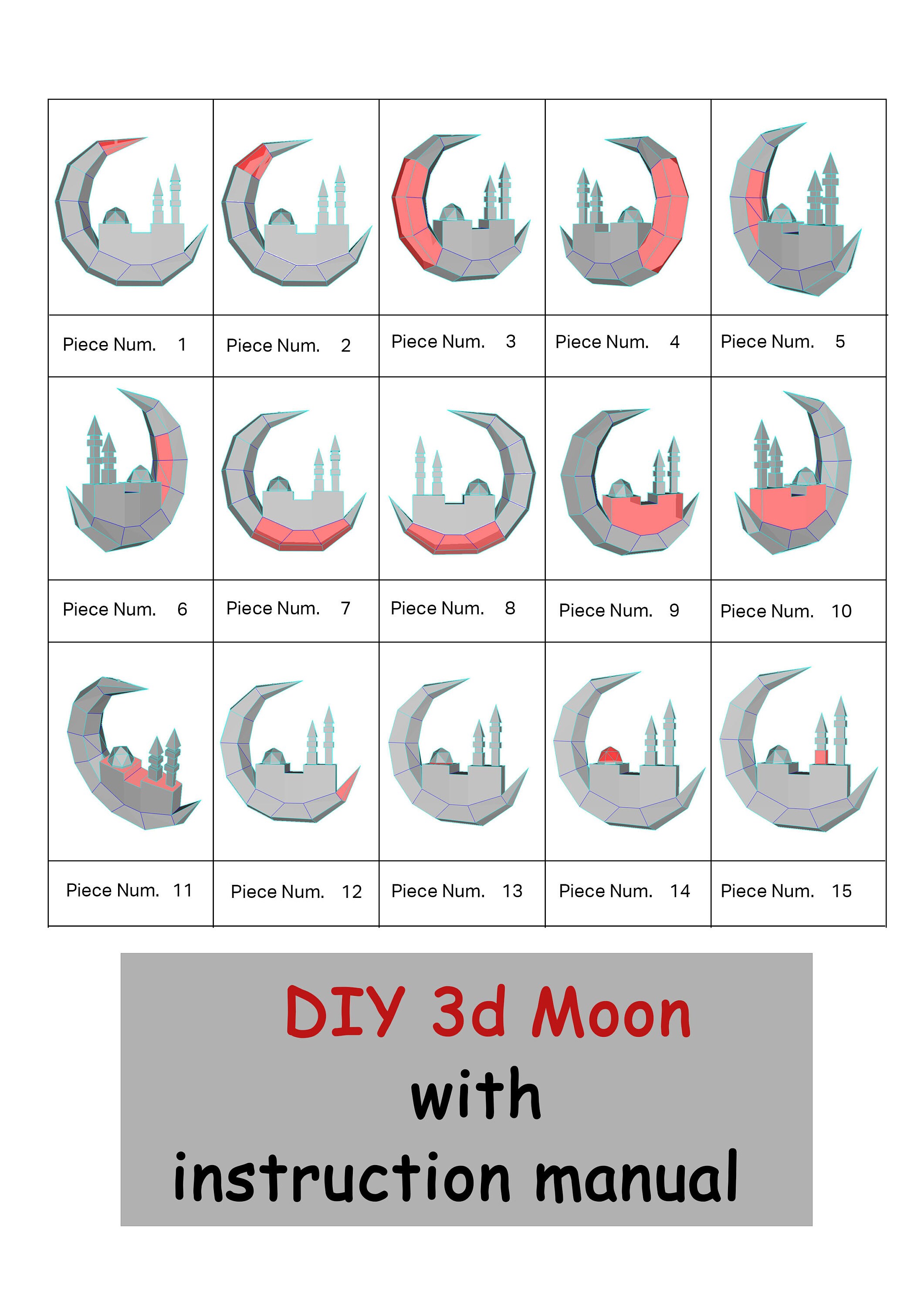 3d Ramadan Moon Papercraft Decoration Hanging Ramadan Moon - Etsy